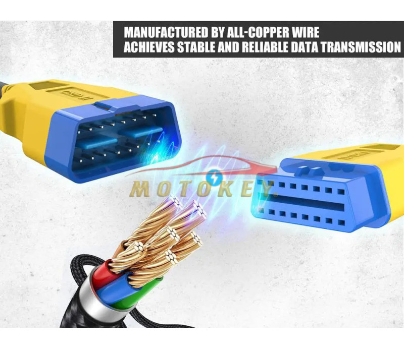 Autool 150CM OBD2 16 Pin Braided Extension Cable