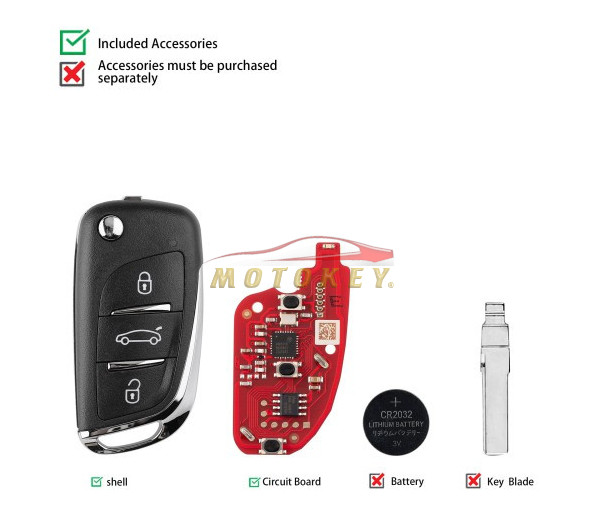 VVDI DS Shape Universal Wire 3 Button Remote Key - XKDS20
