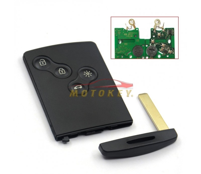 Renault Megane Fluence III - 4 Button Smart Card 433Mhz - Keyless Go