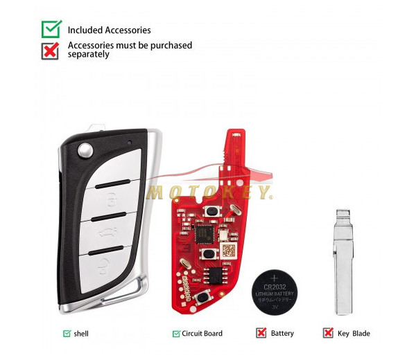 VVDI Lexus Shape Universal Wire 3 Button Remote Key - XKLEX0EN