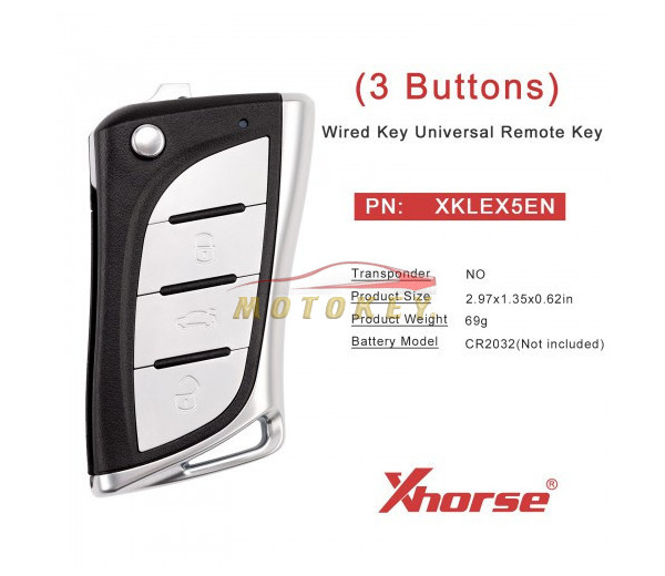 VVDI Lexus Shape Universal Wire 3 Button Remote Key - XKLEX0EN