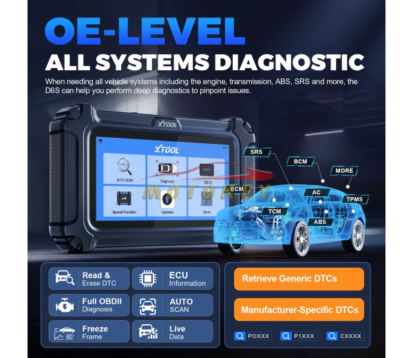 Xtool D6 All System Scanner Full OBD2 Automotive Diagnostic Tools Auto ...