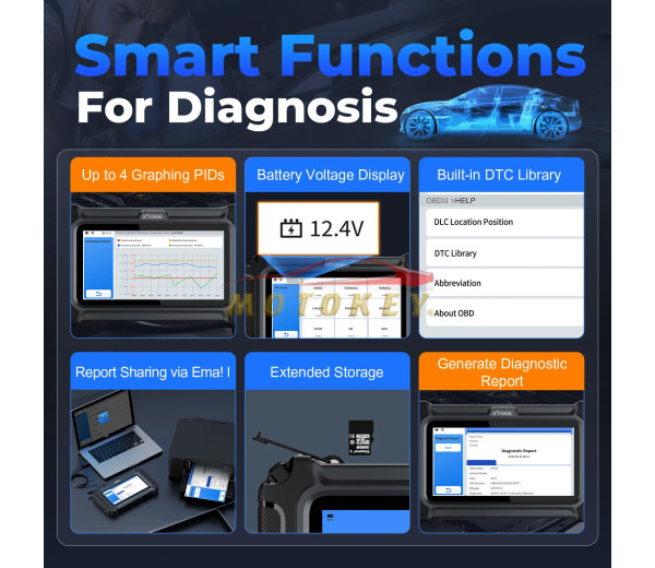 Xtool D6 All System Scanner Full OBD2 Automotive Diagnostic Tools Auto ...