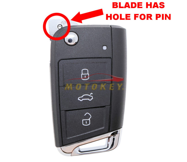 VW Golf 7 Polo TSi Kombi Tiguan MK7 - 3 Button Key Case Semi Chrome