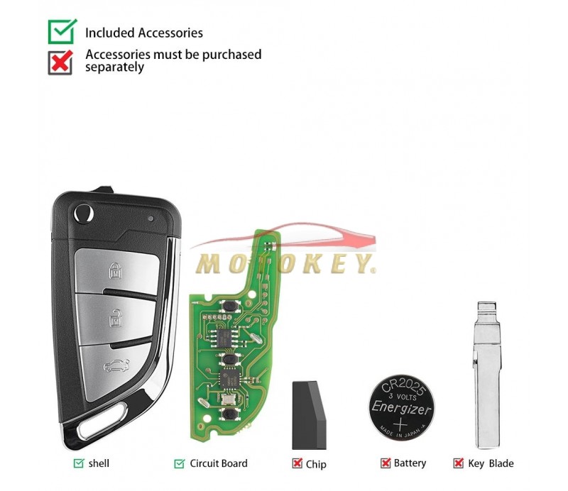 VVDI Knife Shape Universal Wire 3 Button Remote Key - XKKF21EN